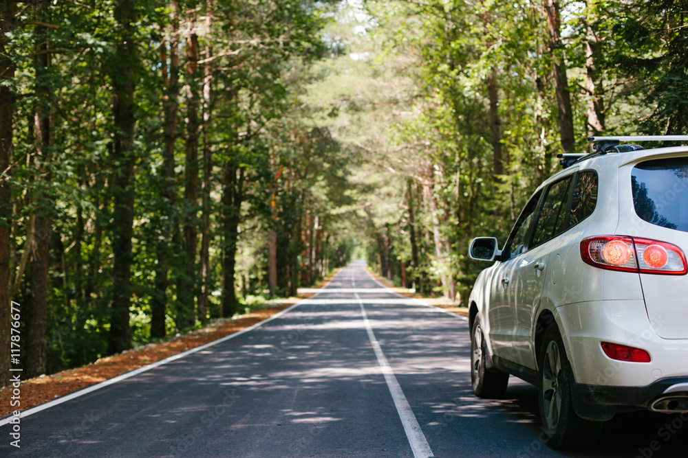 Driving car on road Stock Photo | Adobe Stock