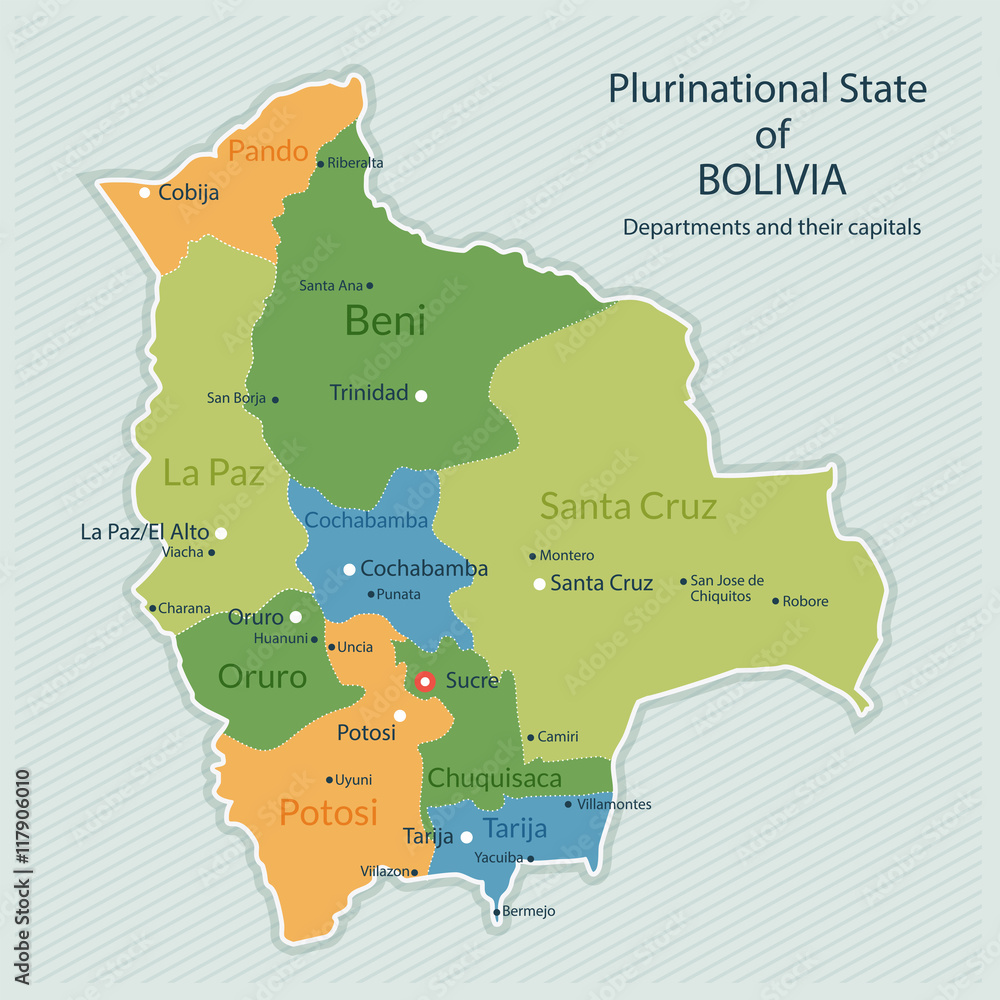 Vector de Stock Vector illustration of administrative map of Bolivia ...