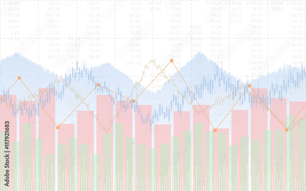 Abstract Business chart with trend line graph, bar chart and stock ...