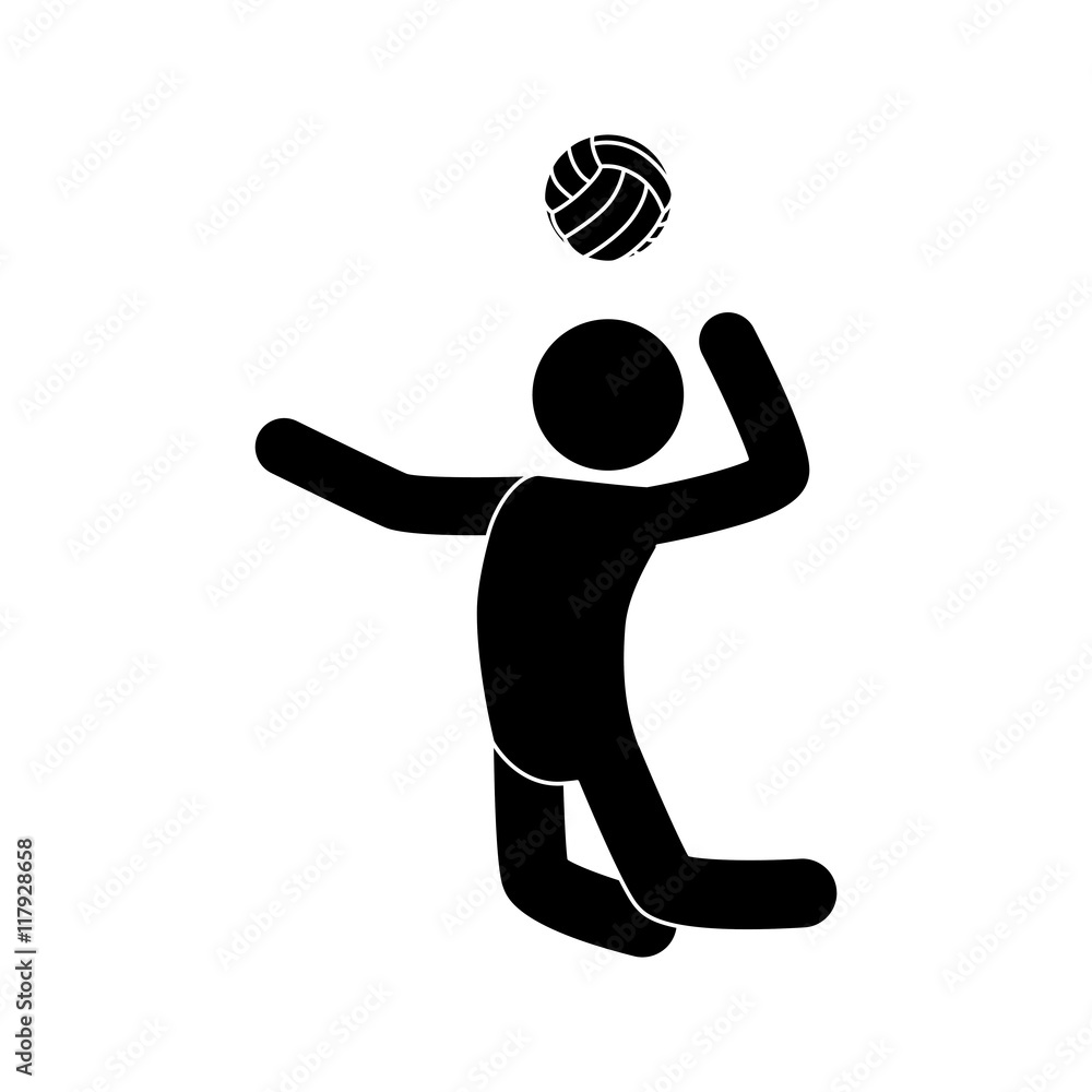 volleyball man game sport pictogram pose vector graphic icon Stock ...