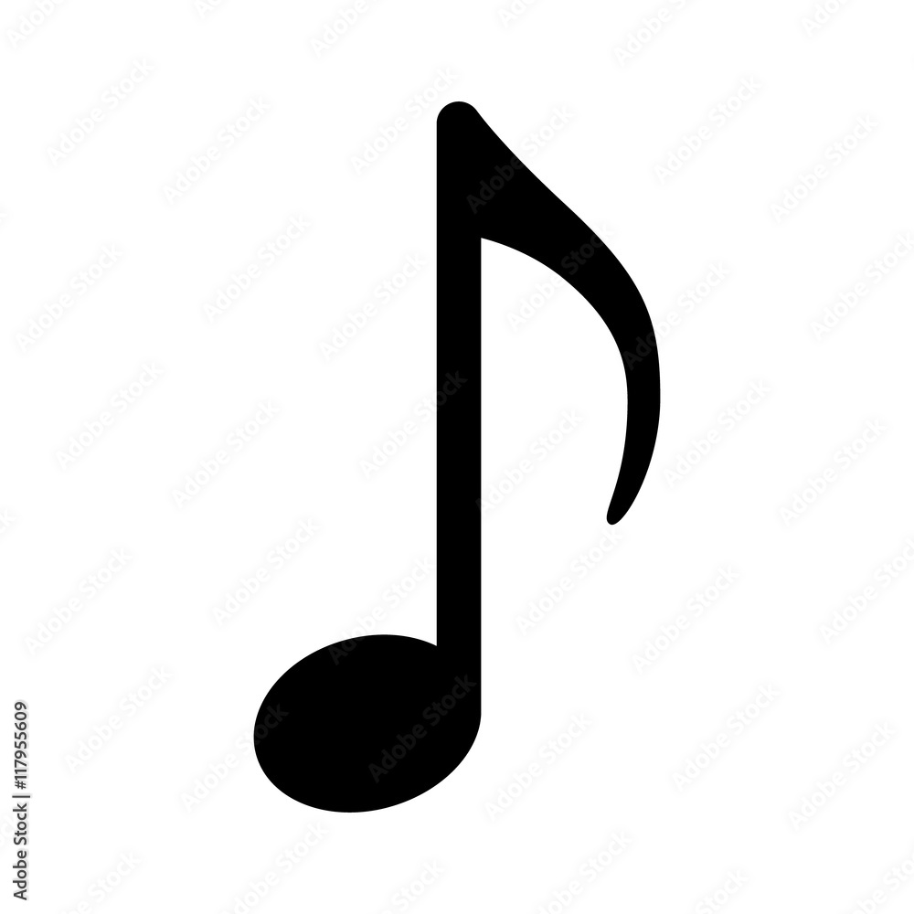 Quaver or eighth music / musical note flat icon for radio apps and ...