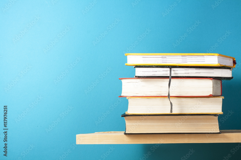 Stack of colorful books. Education background. Back to school. Copy ...