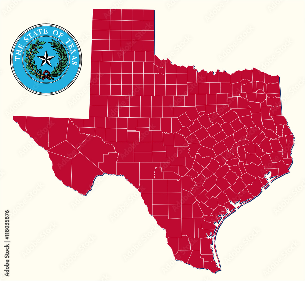 simple administrative and political map with seal of the US state of ...