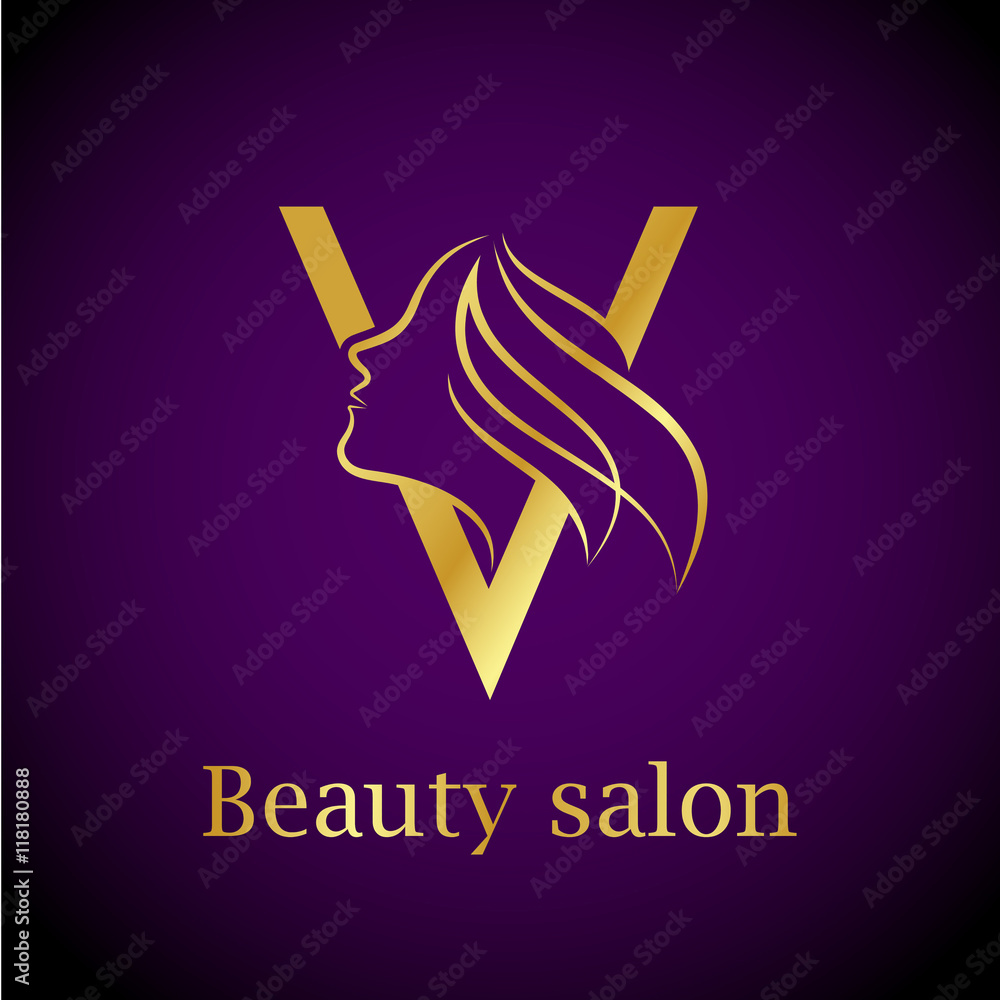 Abstract letter V logo,Gold Beauty salon logo design template Stock ...