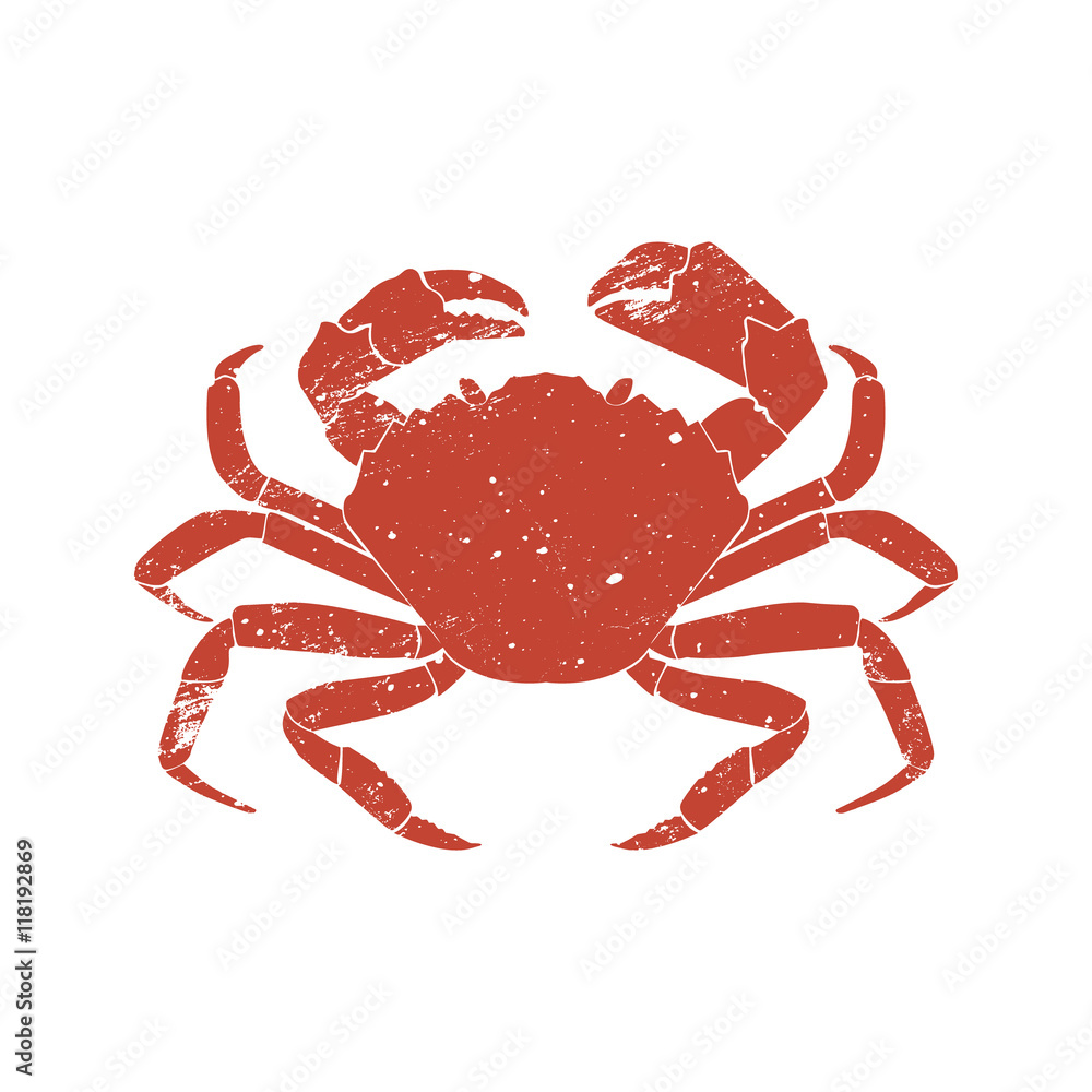 crab grunge silhouette isolated on white background. Stock Vector ...