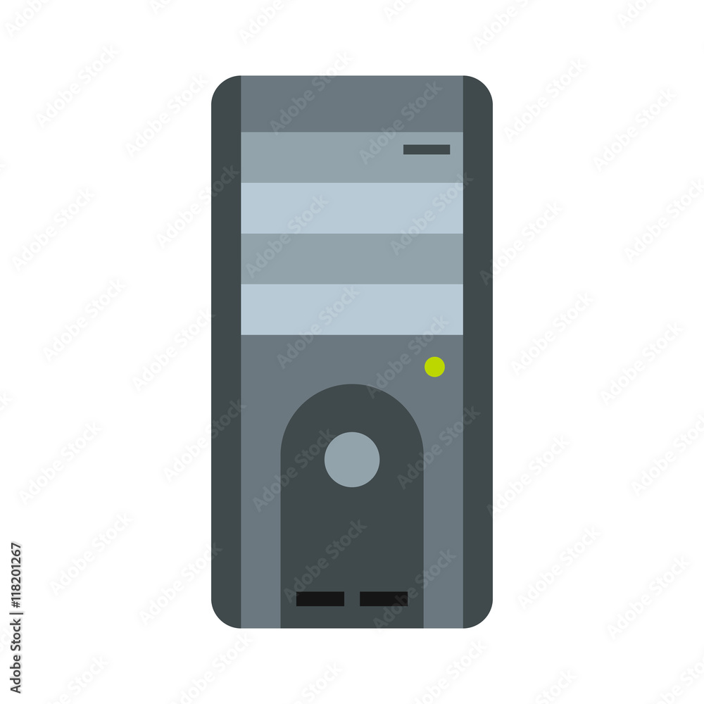 System unit of a computer icon in flat style isolated on white ...