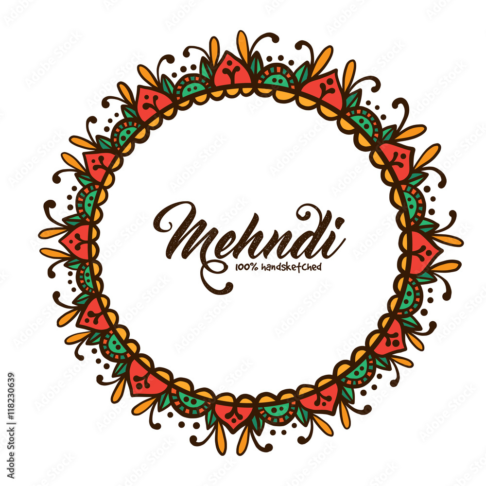 Handsketched mehndi frame Stock Vector | Adobe Stock