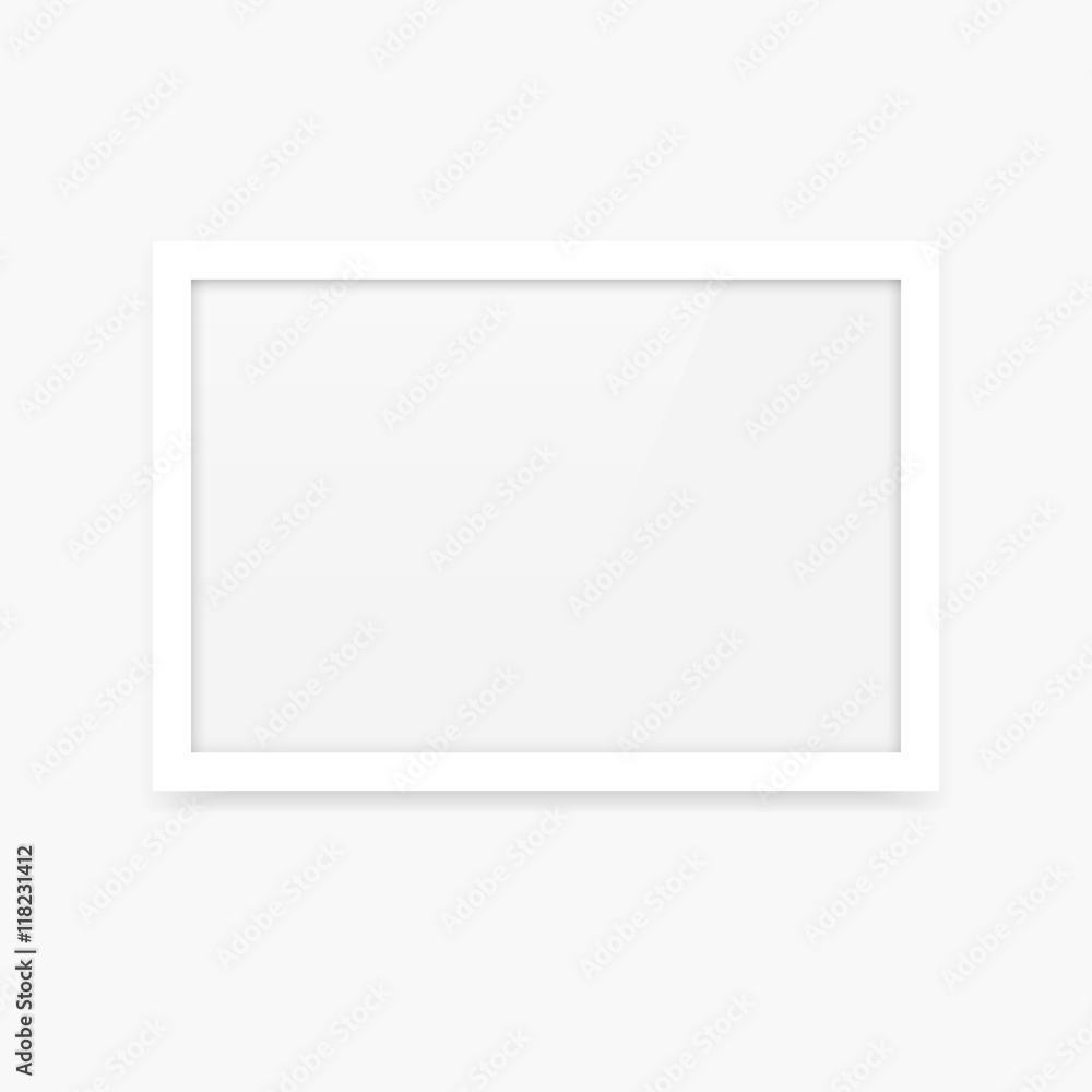 Simple clean white vector blank photo frame mockup with horizontal ...