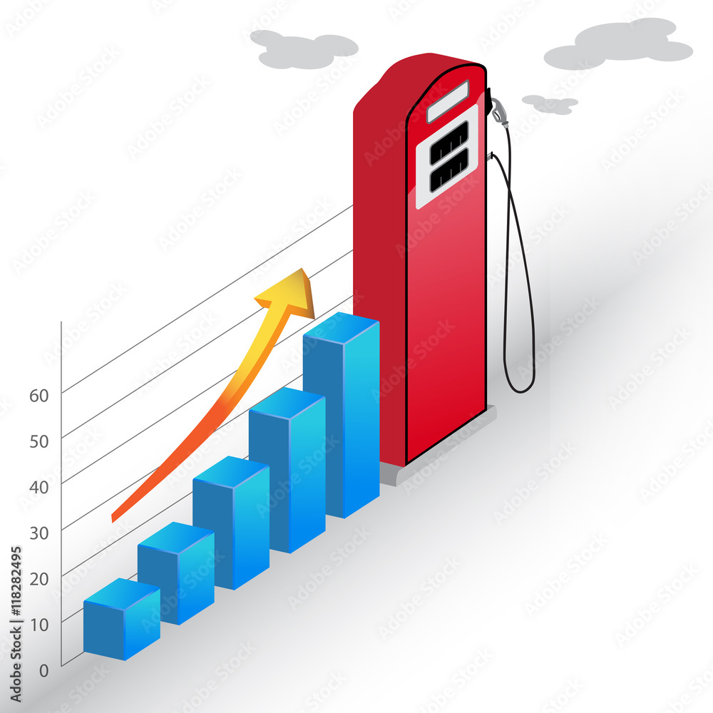 Gasoline pump Business Statistic Bar Chart vector 3d diagram vector ...