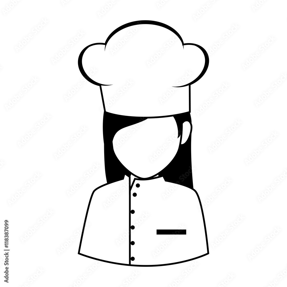 chef women girl female platter restaurant cook kitchen cartoon vector ...