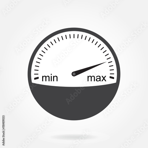 Speedometer or meter icon with arrow. Infographic gauge element. Black ... Speedometer or meter icon with arrow. Infographic gauge element. Black ...