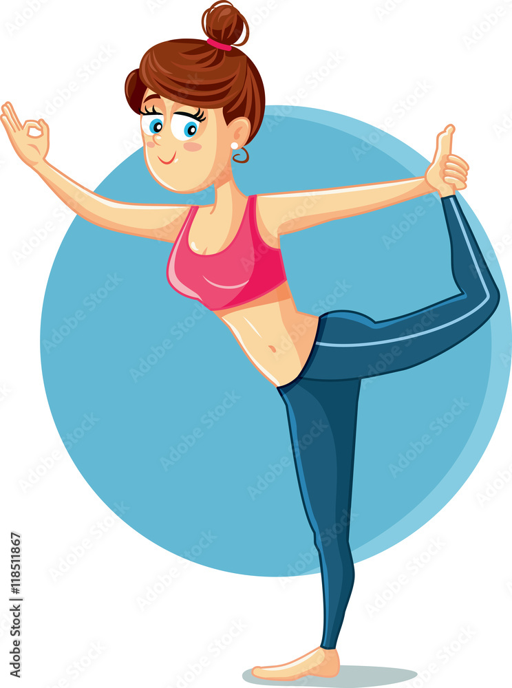 Cute Slim Girl in Yoga Pose Vector Cartoon Stock Vector | Adobe Stock