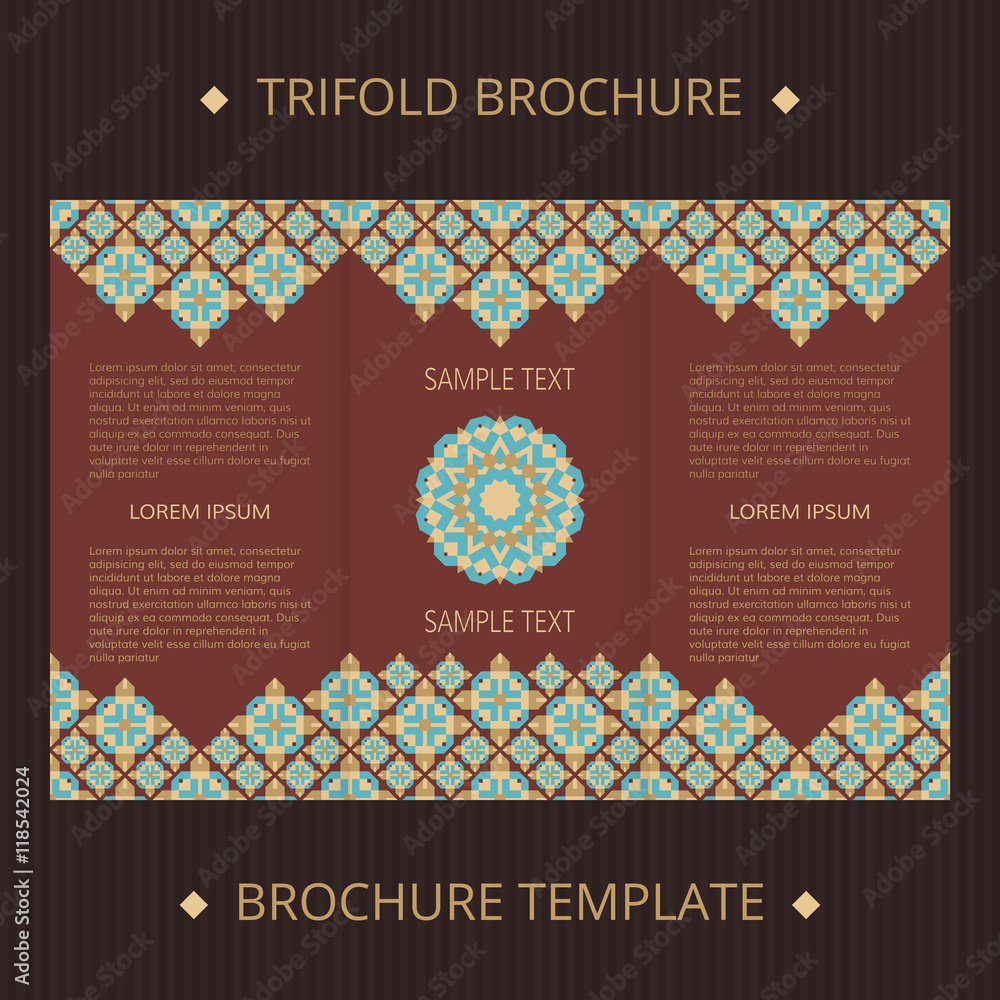 Trifold vector cards. Islamic design vector template. Invitation ...
