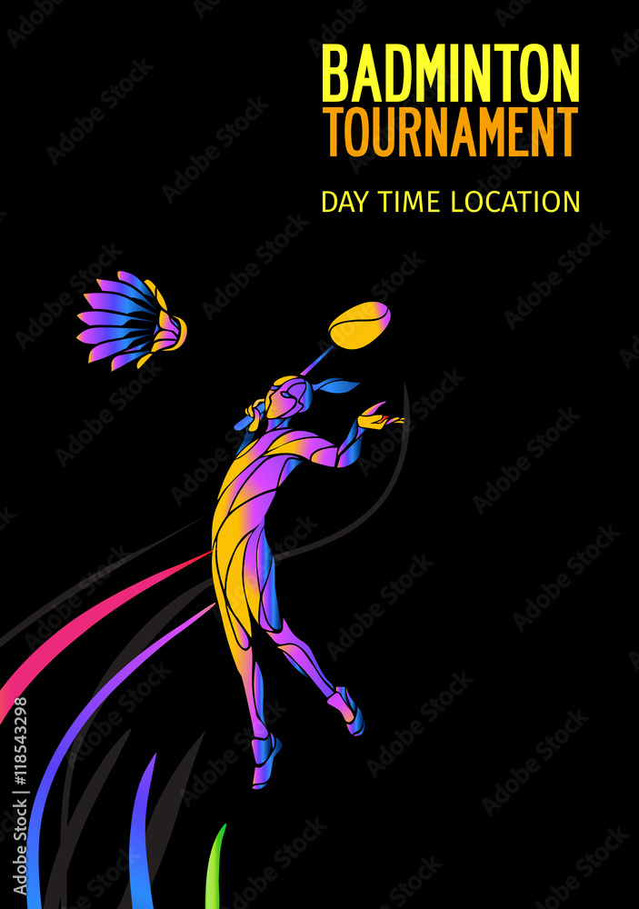 Badminton sport invitation poster or flyer background with empty space ...