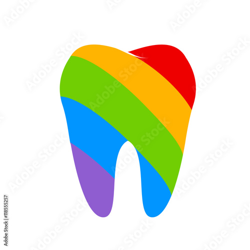 Tooth vector design. Rainbow teeth concept, isolated on white ...