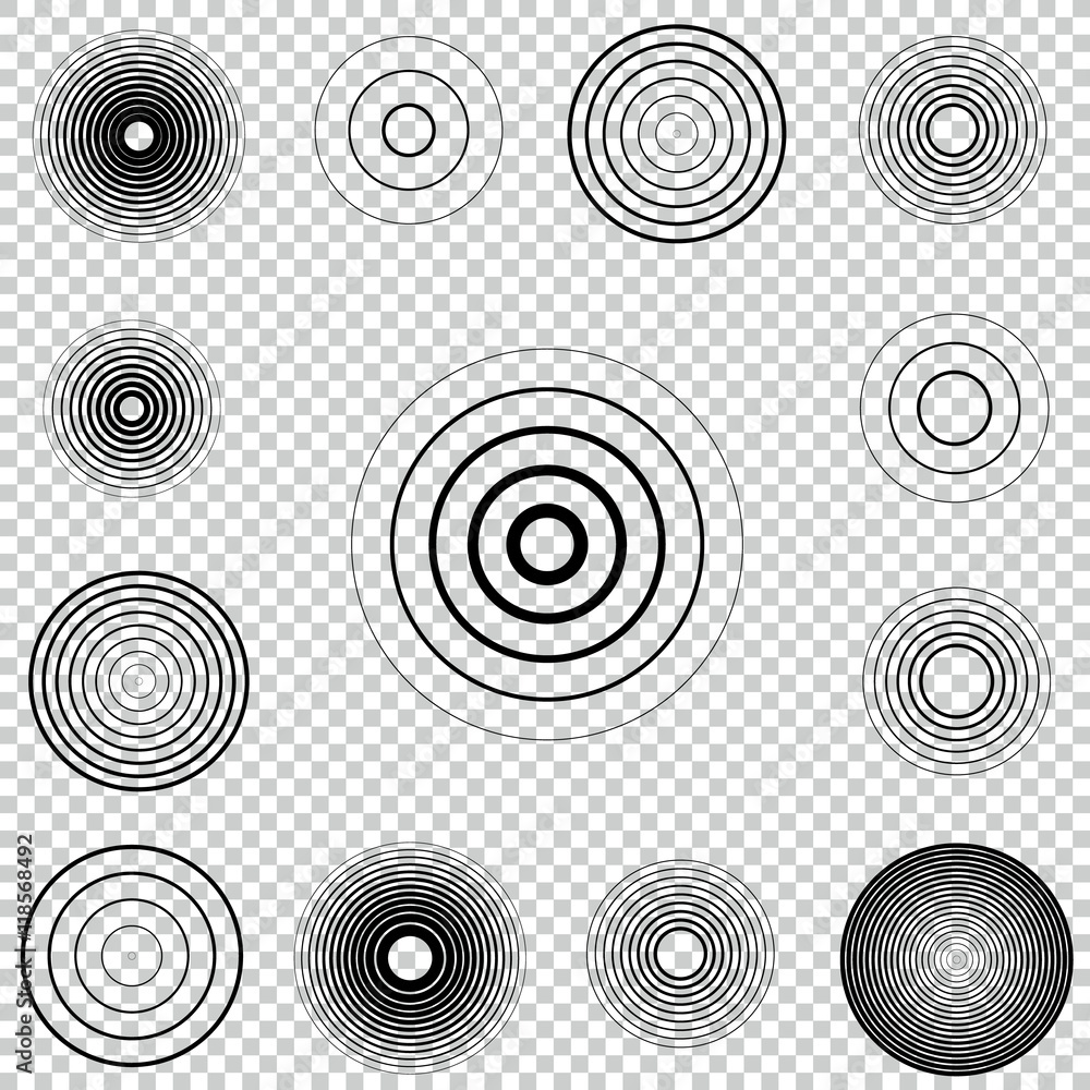 Radar screen concentric circle element set. Sound wave. Circle spin ...