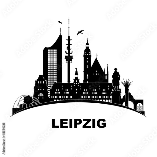 Leipzig Skyline Schattenriss Denkmäler Kultur Sehenwürdigkeiten ...