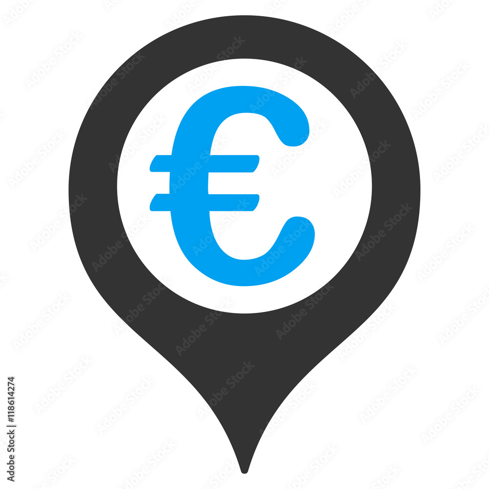 Euro Geotargeting icon. Vector style is bicolor flat iconic symbol with ...