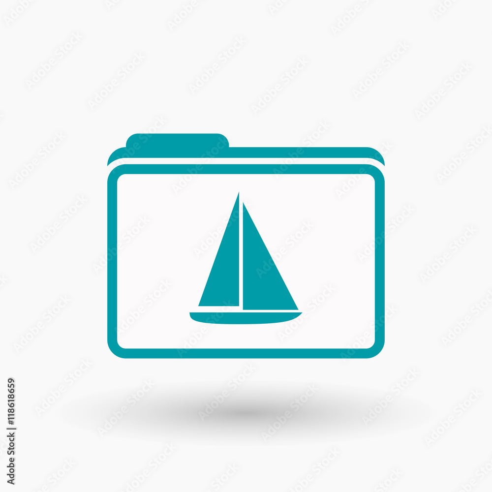 Isolated line art folder icon with a ship Stock Vector | Adobe Stock