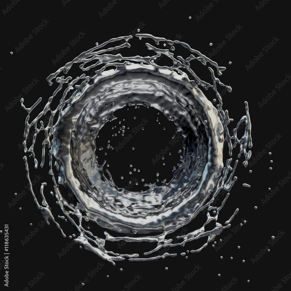 silver splash radial 3d rendering Stock Illustration | Adobe Stock