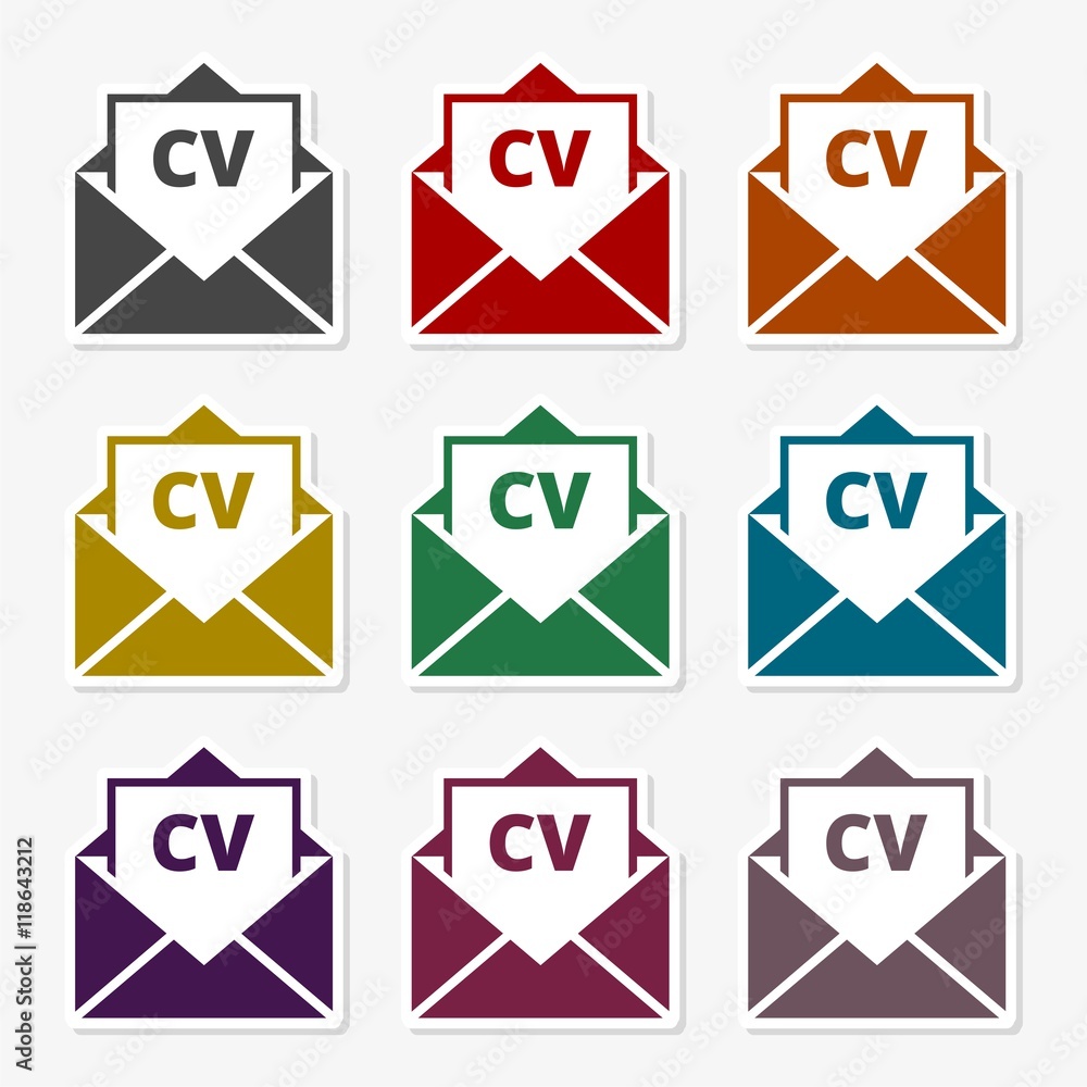 Curriculum vitae (resume) opened envelope concept, CV resume icon Stock ...