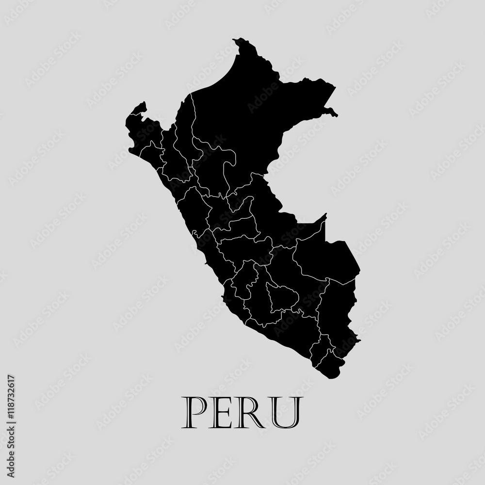 Black Peru map - vector illustration Stock Vector | Adobe Stock