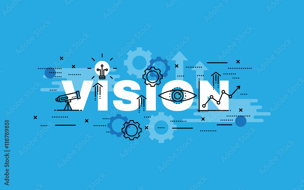 Lettering flat line design concepts of Vision. Stock Vector | Adobe Stock