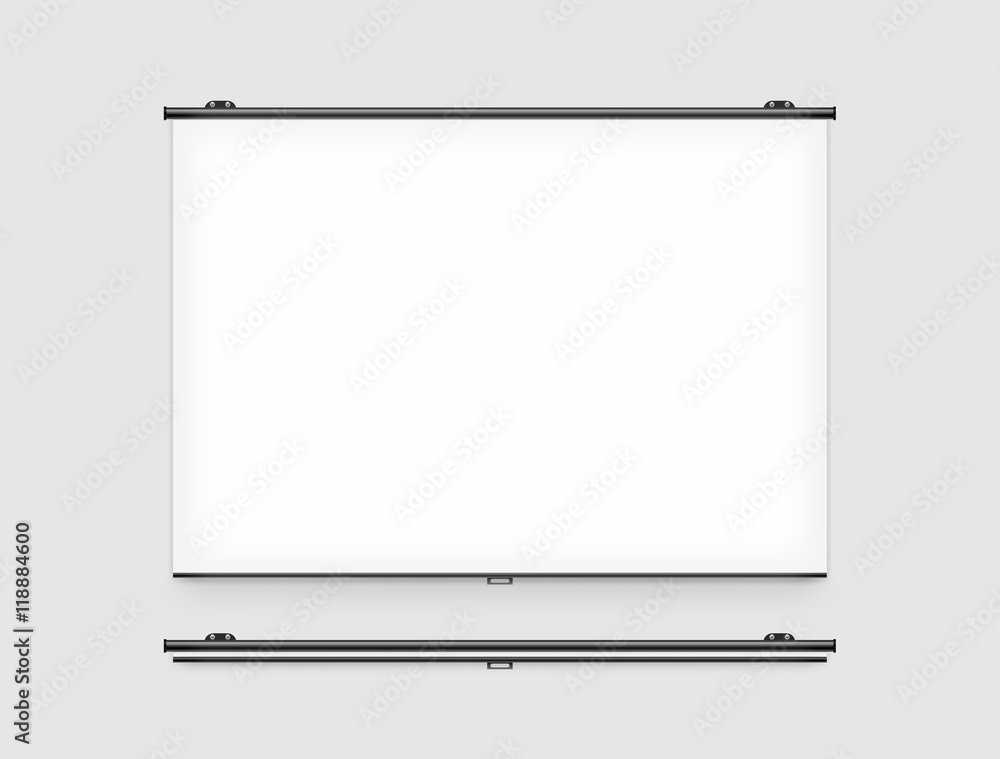 Blank projector screen mockup on the wall. Projector display mock up ...