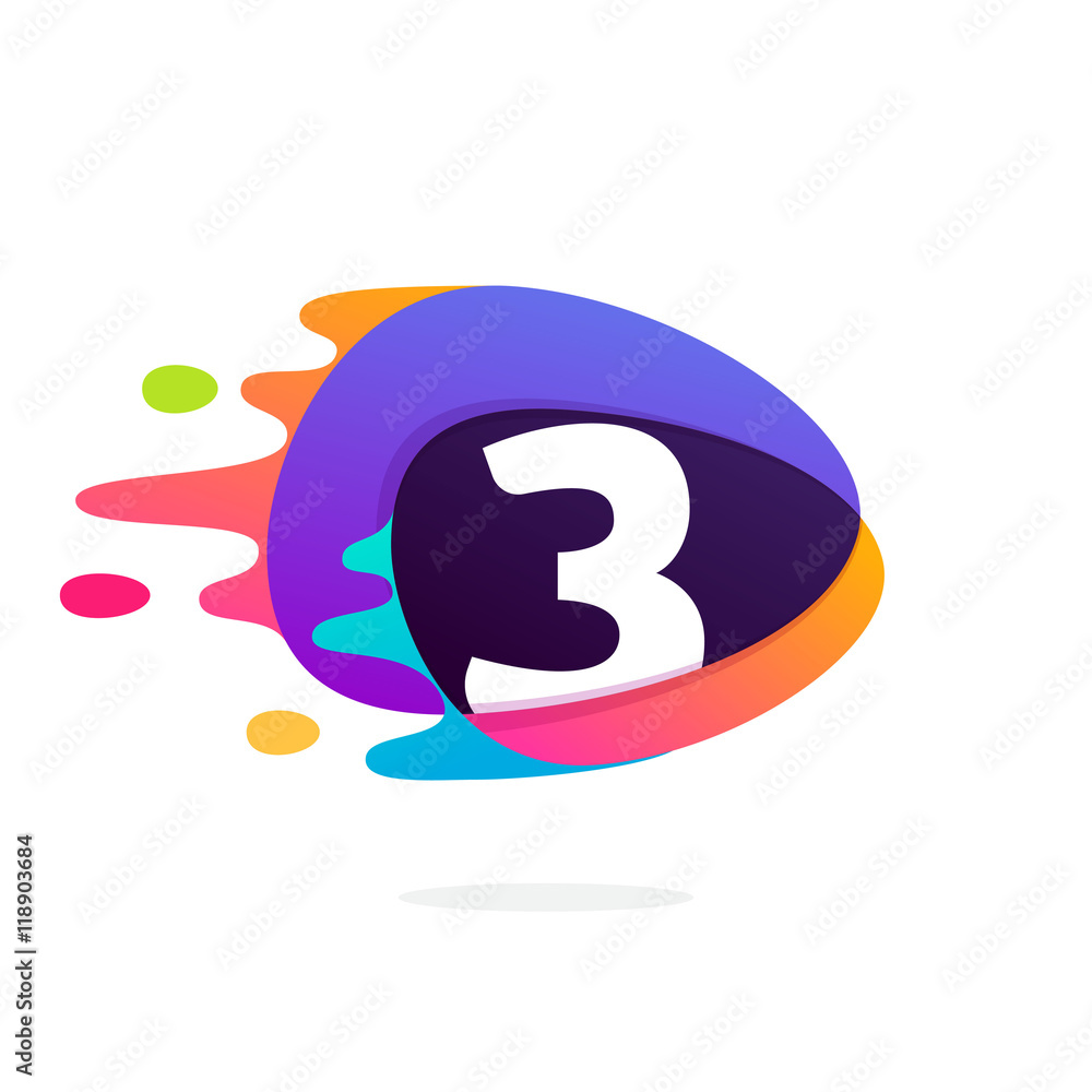 Number three logo in triangle intersection icon Stock Vector | Adobe Stock