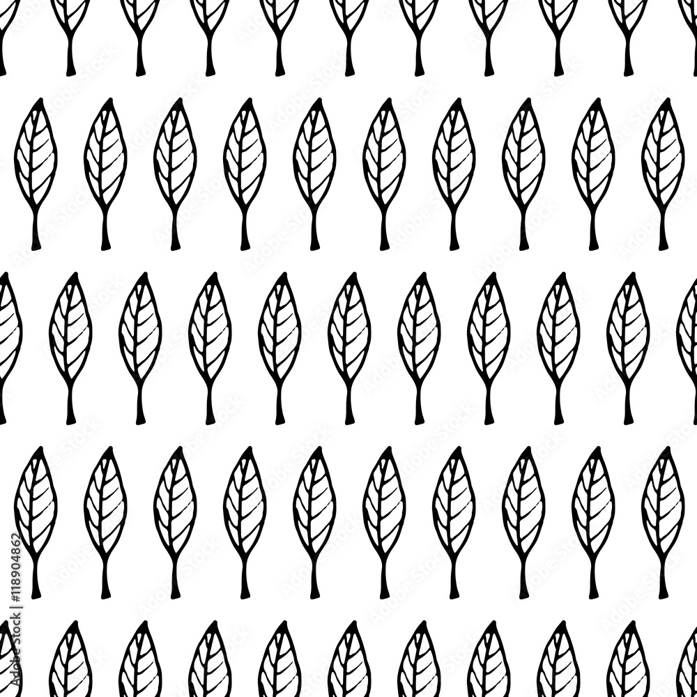 Hand Drawn Ink Leaves Stock Vector | Adobe Stock