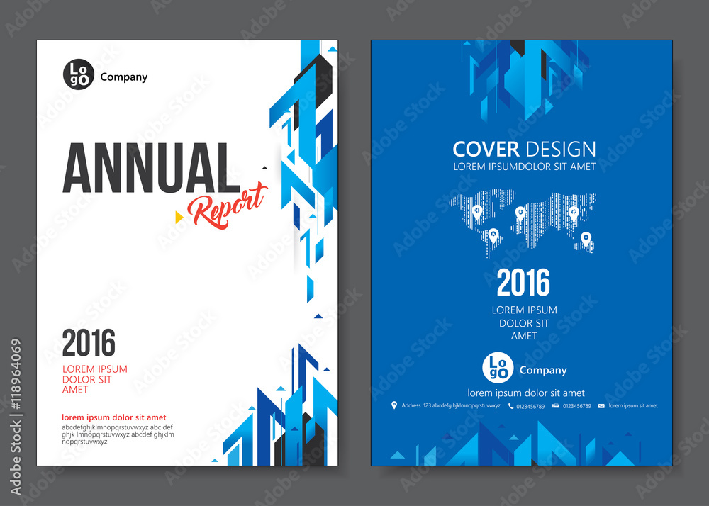 Cover design templates layout with blue tone. Vector annual report ...