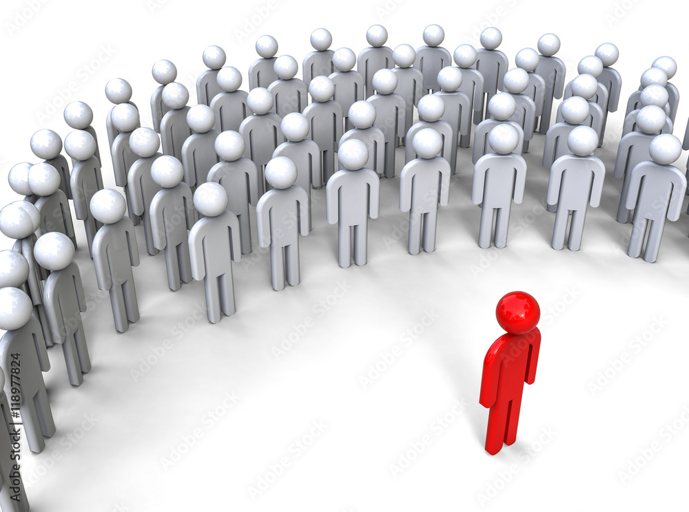 Ilustración de Stock Leader speaking / 3D render image representing an ...