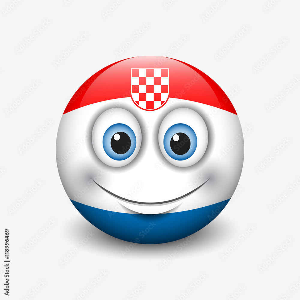 Cute emoticon isolated on white background with Croatia flag motive ...