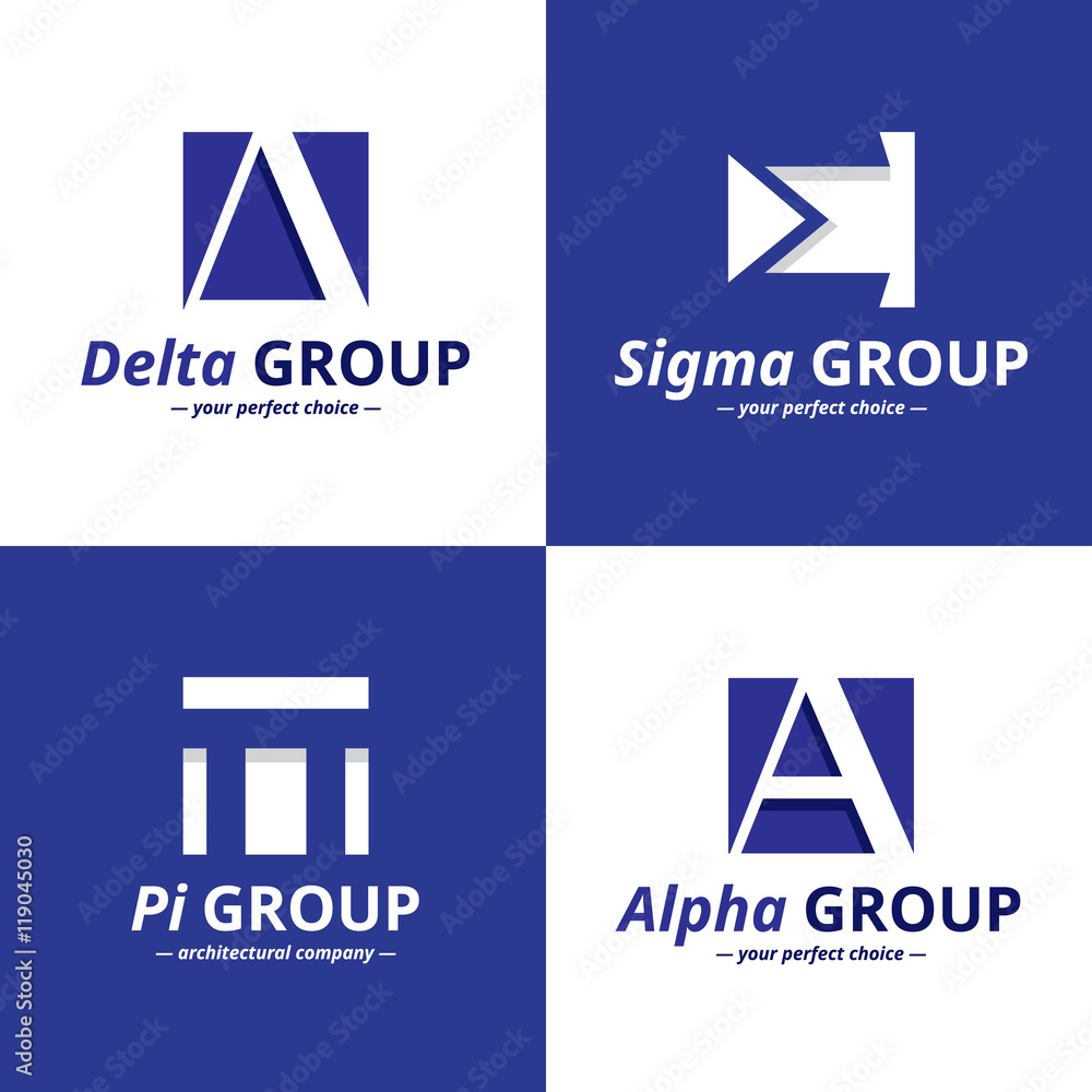 Vector minimalistic negative space greek letters logo set Stock Vector ...