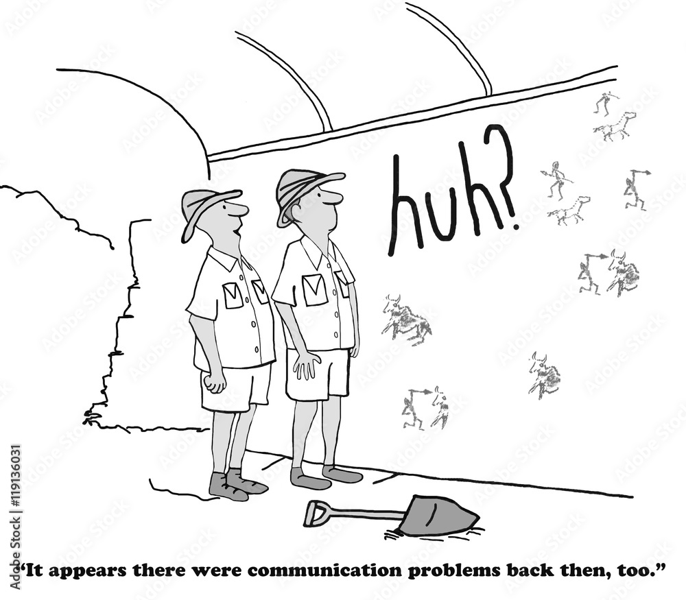 Business cartoon about the importance of communication clarity. Stock ...
