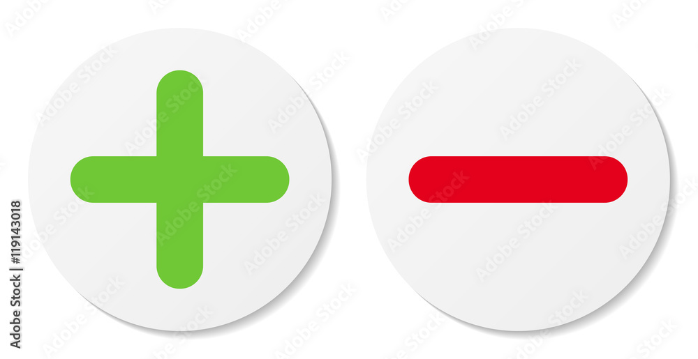 Stock-Vektorgrafik „plus & minus sticker icons“ | Adobe Stock