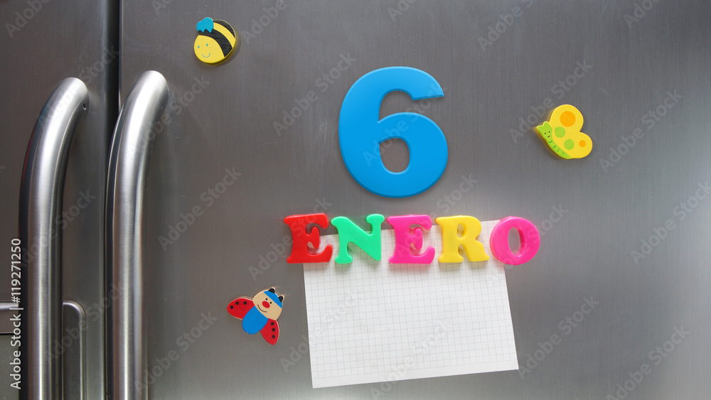 Foto de Stock Enero 6 (January 6 in Spanish language) calendar date ...