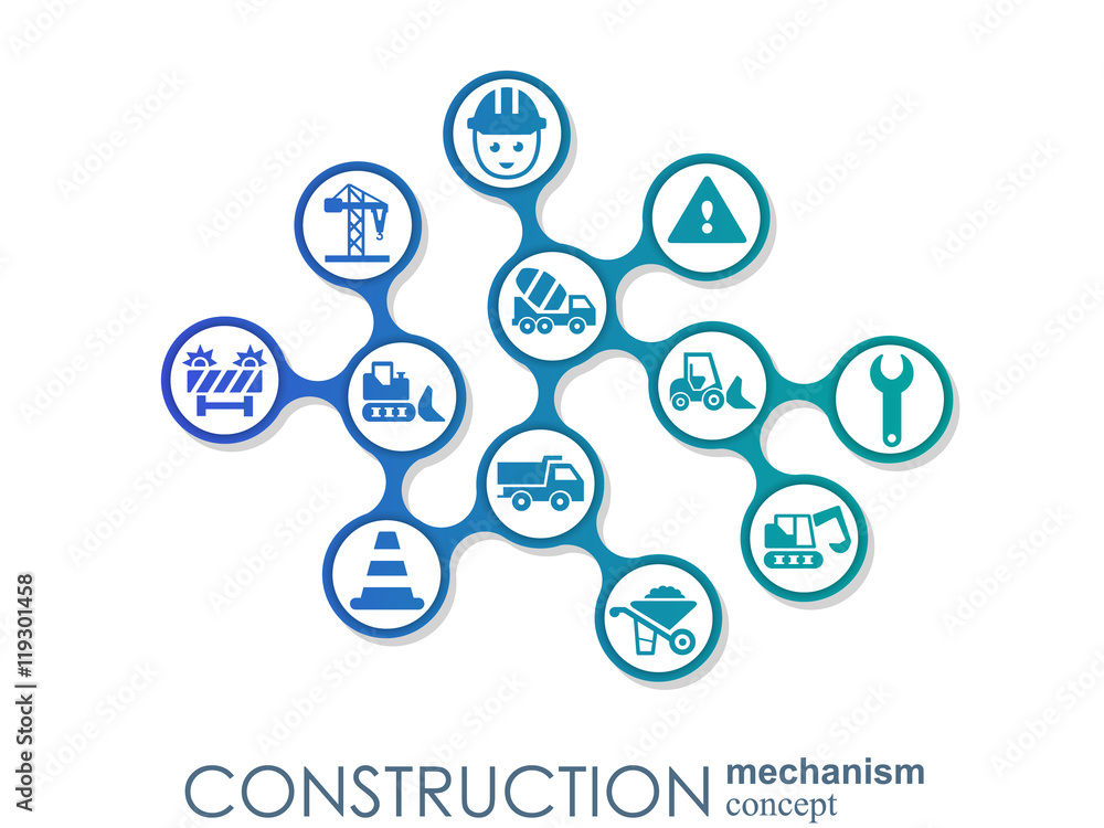 Construction network. Hexagon abstract background with lines, polygons ...