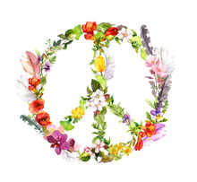 Retro Peace Sign Floral Poster Free Stock Photo - Public Domain Pictures