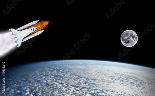 Shuttle rocket spaceship launch rocketship moon mission planet Earth ...