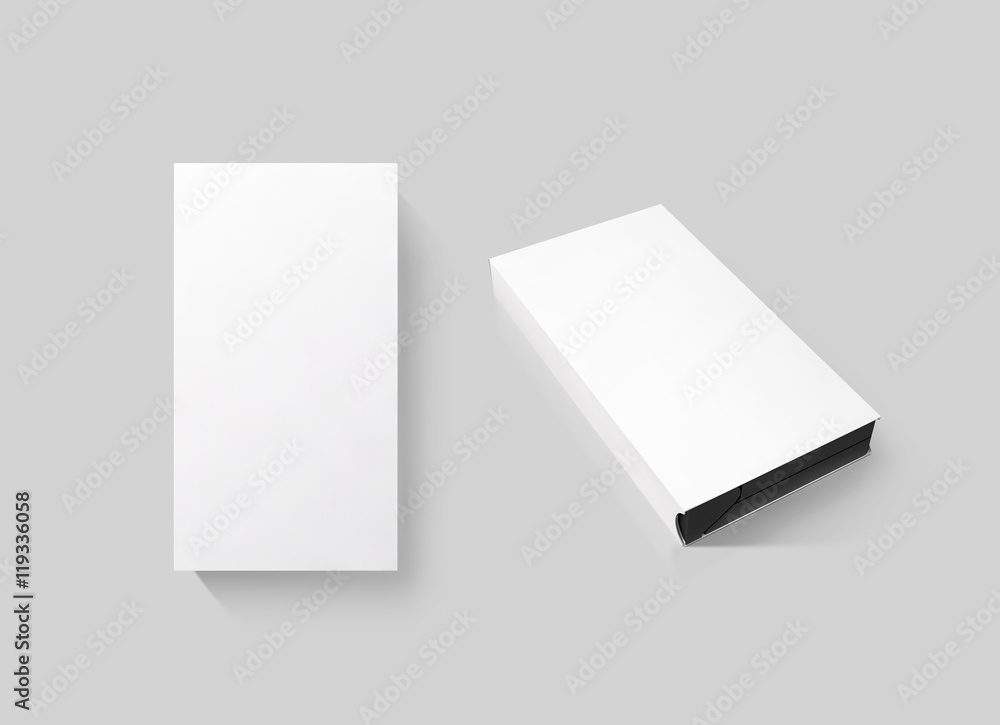 Blank white video cassette tape box mockup set, isolated, 3d rendering ...