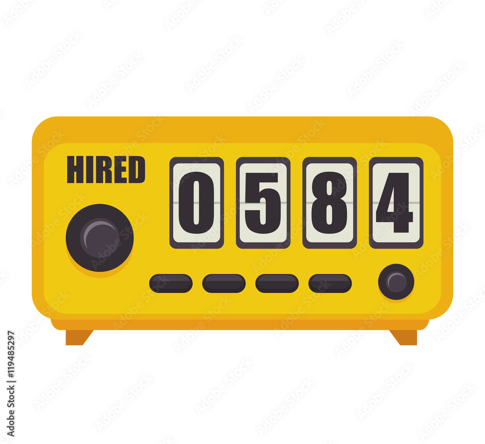 taxi meter counter numbers equipment public service vector illustration ...