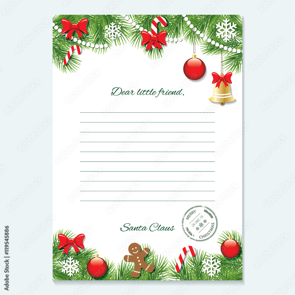 Christmas letter from Santa Claus template. Stock Vector | Adobe Stock