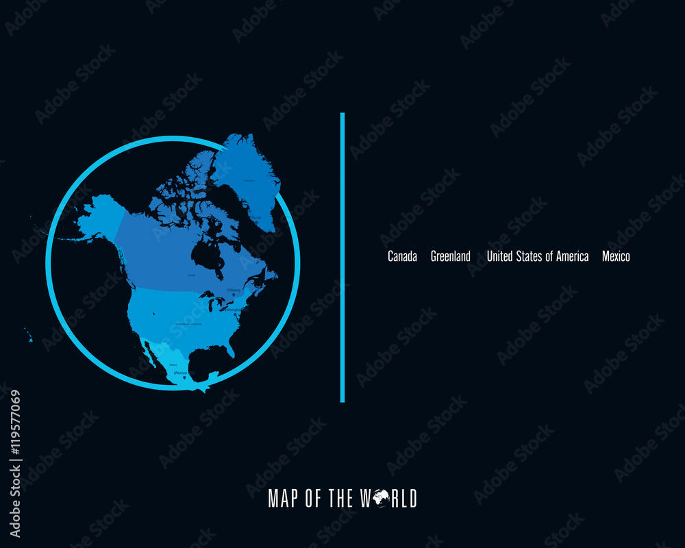 Vector de Stock World map with different colored continents ...