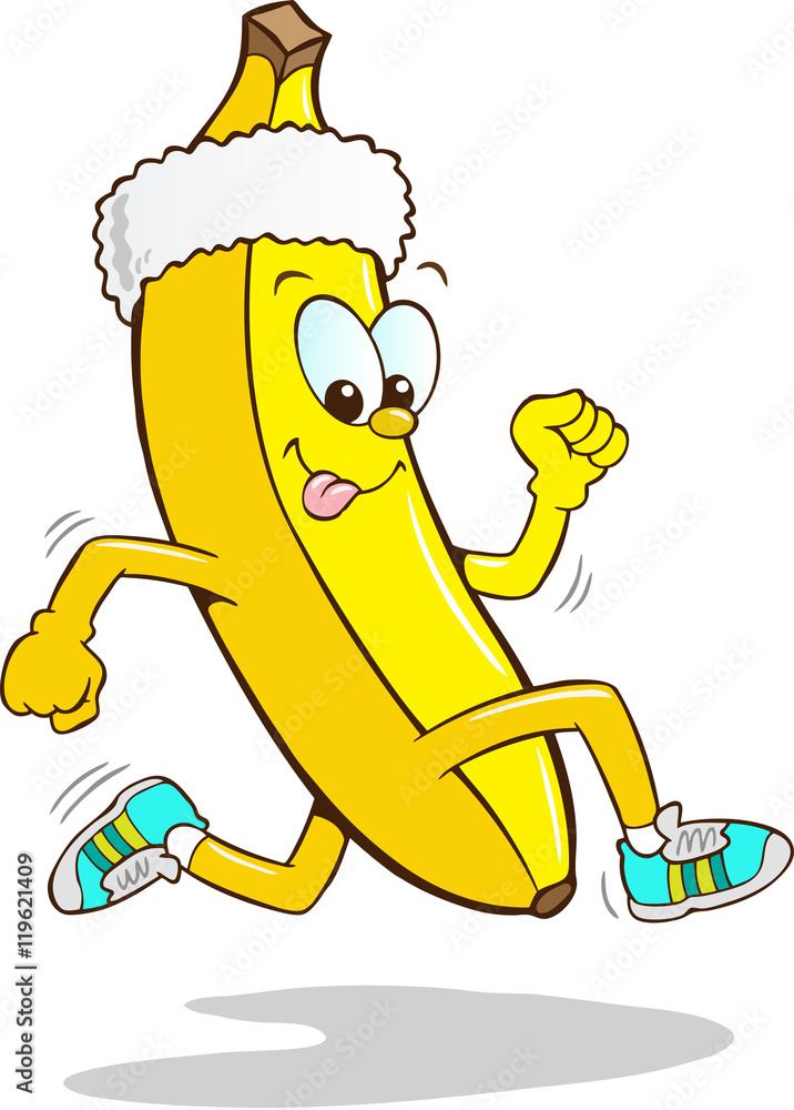 Banana Running cartoon Stock Vector | Adobe Stock