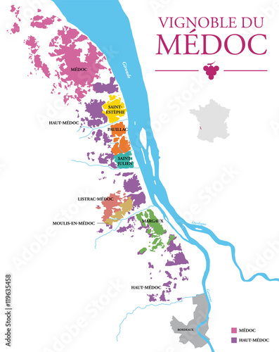 Carte du Vignoble du Médoc Stock Vector | Adobe Stock