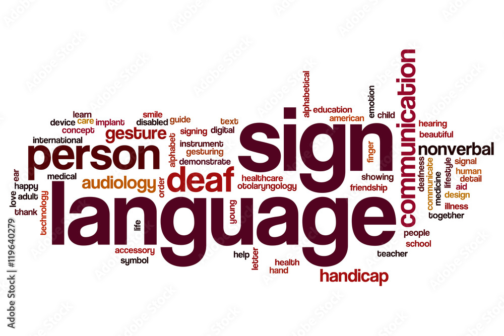Sign language word cloud Stock Illustration | Adobe Stock