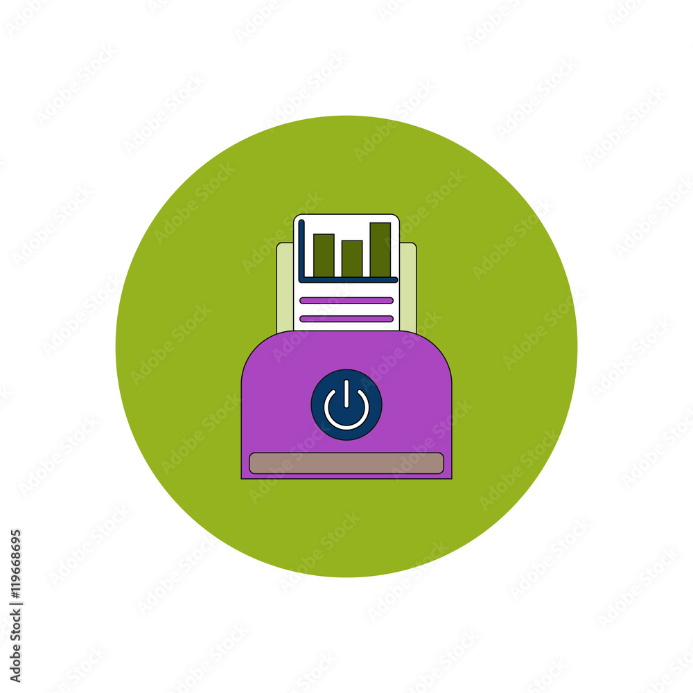 Vector illustration in flat design of column chart and printer Stock ...