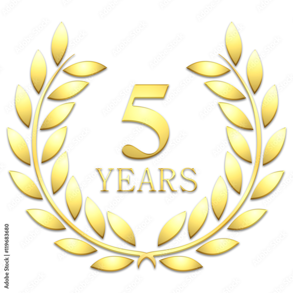 Golden laurel wreath 5 years Stock Illustration | Adobe Stock