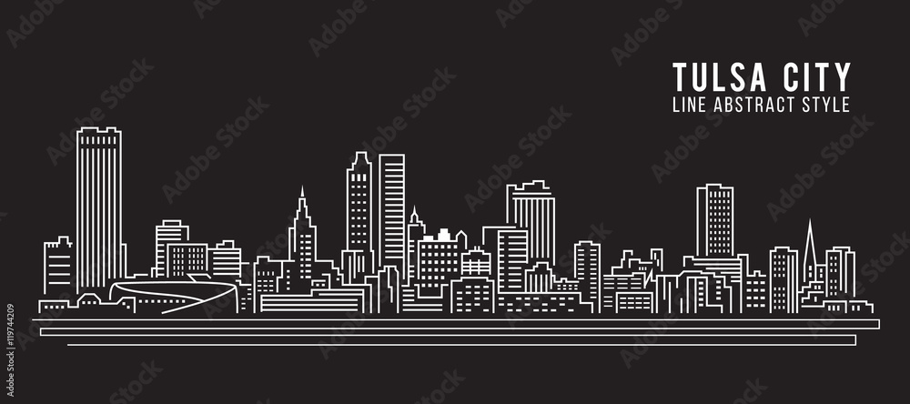Cityscape Building Line art Vector Illustration design - Tulsa city ...